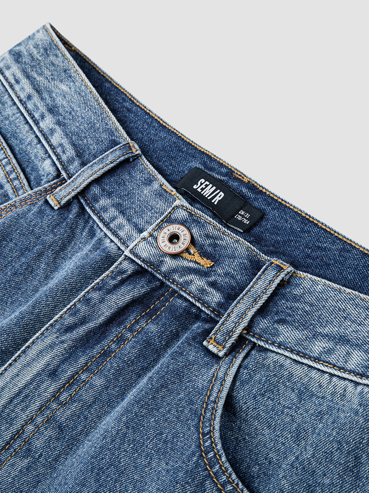 Men's mid-blue denim straight pants – Semir